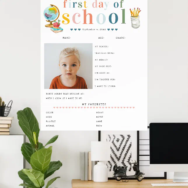 Modern Cheerful Lettering | 1st Day of School Poster | Zazzle