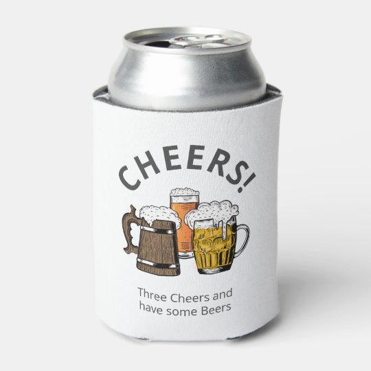 Modern CHEERS Cartoon Beers Customizable Can Cooler | Zazzle.com