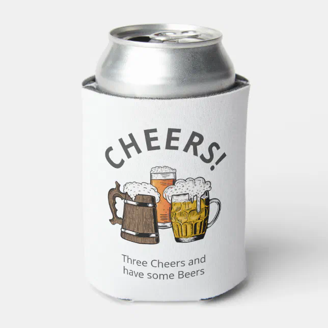 Modern CHEERS Cartoon Beers Customizable Can Cooler | Zazzle
