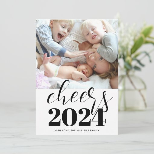 Modern Cheers Happy New Year Photo Holiday Card | Zazzle