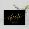 Modern Cheers Non-Photo Business Black Gold Foil Holiday Card | Zazzle