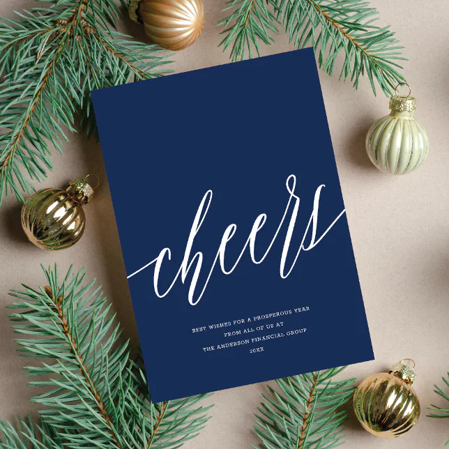 Modern Cheers Non-Photo Business Holiday Card | Zazzle