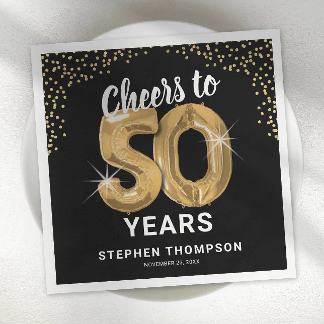 Modern Cheers to 50 Years Birthday Napkins | Zazzle