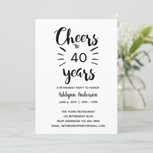 Modern Cheers to Retirement Invitation | Zazzle