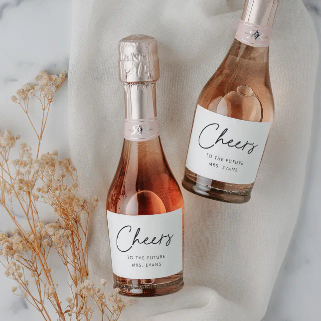 Modern Cheers to the Future Mrs Bridal Shower Sparkling Wine Label | Zazzle