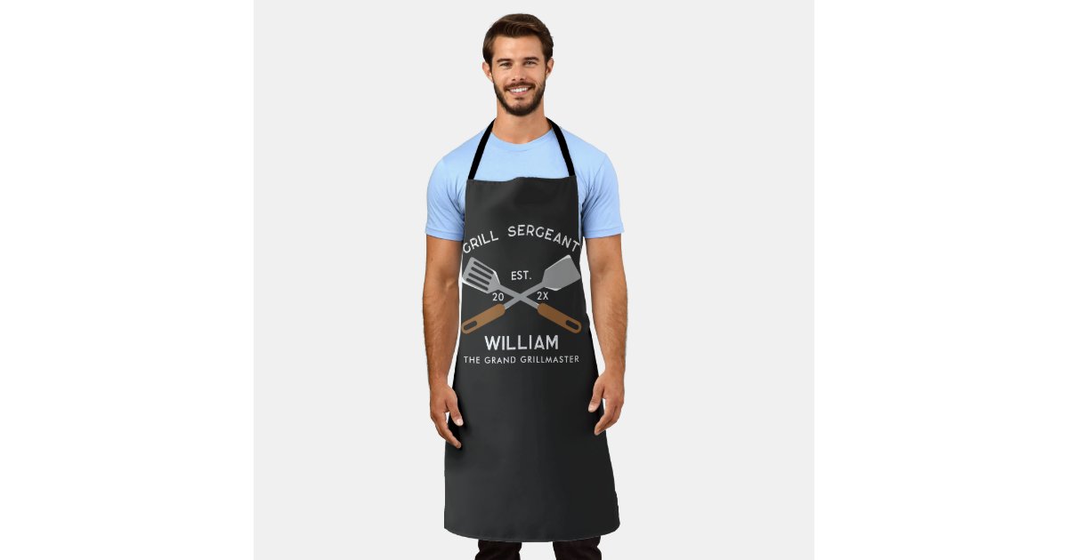 Modern Chef Dad Grill Expert Personalized Apron | Zazzle