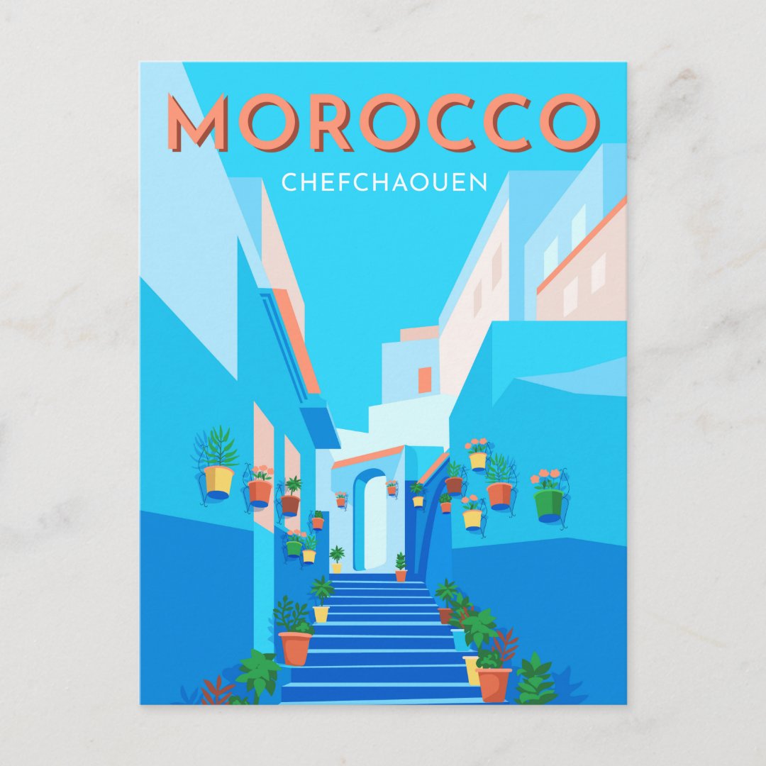 Modern Chefchaouen Morocco Postcard | Zazzle