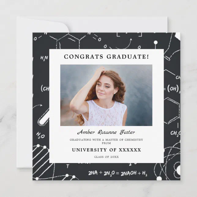 Modern Chemistry Background Elements Graduation Invitation | Zazzle