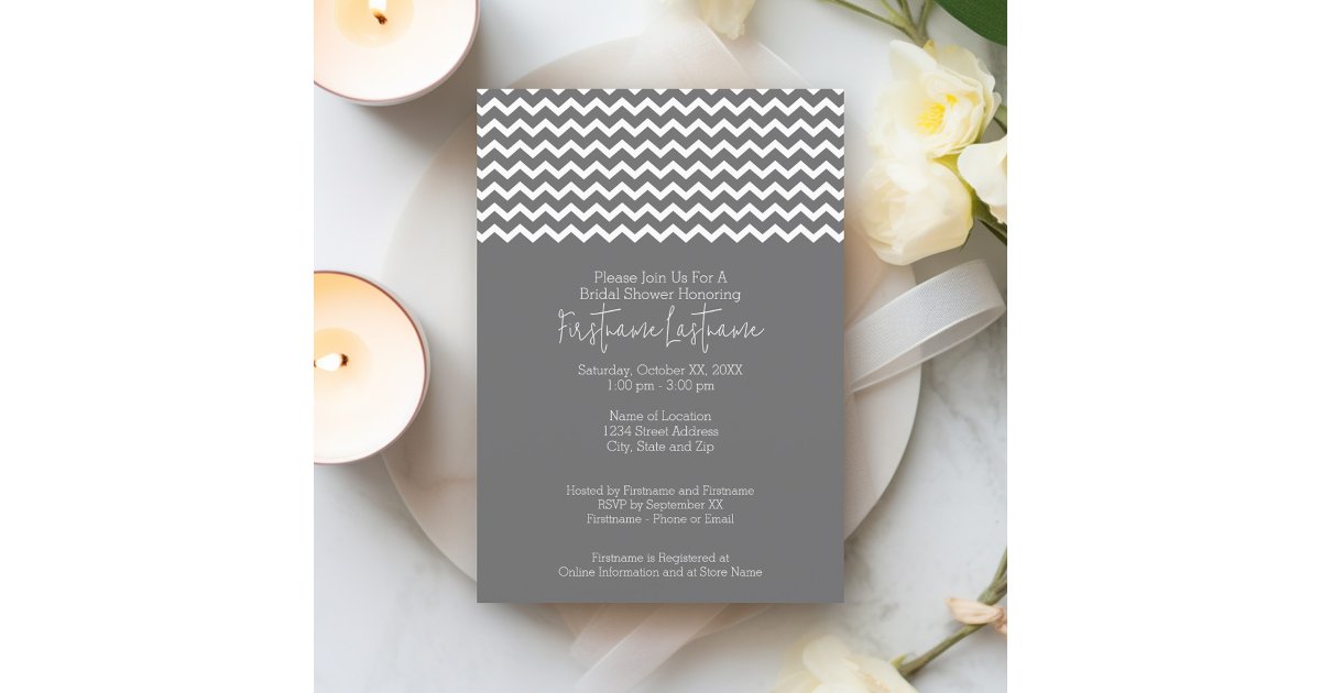 Modern Chevron Bridal Shower or Engagement Party Invitation | Zazzle