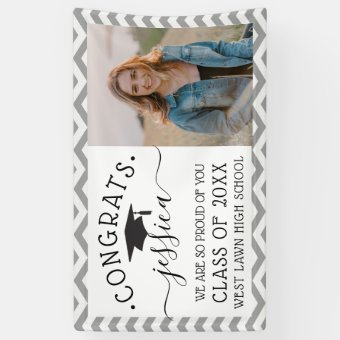 Modern Chevron Graduate Photo Graduation Party Banner | Zazzle