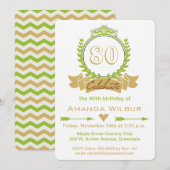 Modern Chevron Green Tan Birthday Invitation | Zazzle