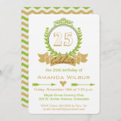 Modern Chevron Green Tan Birthday Invitation | Zazzle