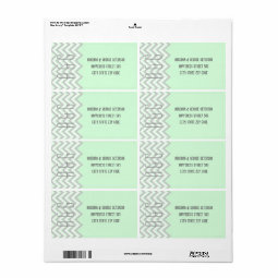 Modern chevron grey, mint green wedding label | Zazzle