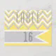 Modern chevron grey, yellow wedding table number | Zazzle