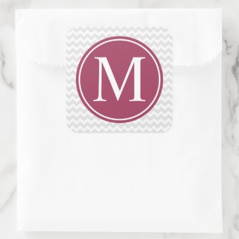 Modern Chevron Maroon Circle Monogram Stickers | Zazzle