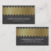MODERN CHEVRON pattern gold foil chalkboard gray Business Card | Zazzle