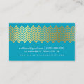 MODERN CHEVRON pattern gold foil turquoise blue Business Card | Zazzle