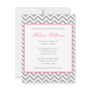 Modern Chevron Pink Gray Girl Baby Shower Invitation | Zazzle