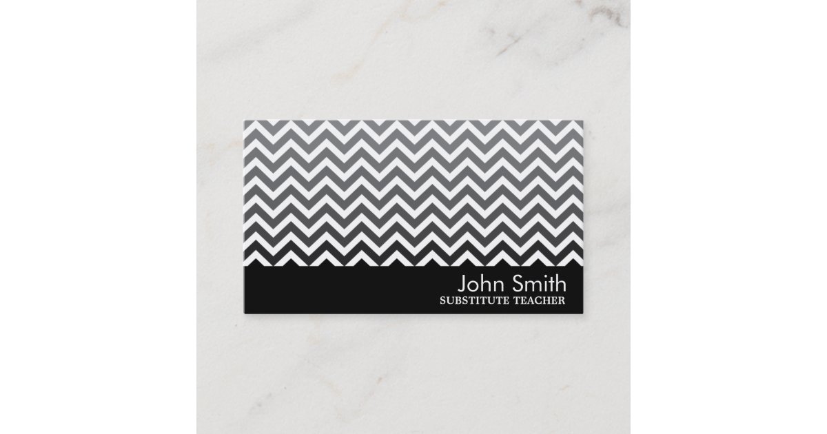 Modern Chevron Substitute Teacher Business Card | Zazzle