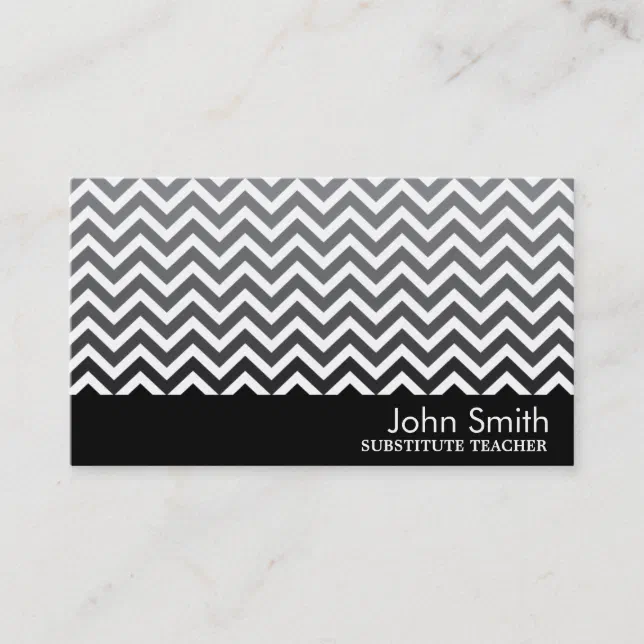 Modern Chevron Substitute Teacher Business Card | Zazzle