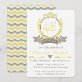 Modern Chevron Yellow Gray Birthday Invitation | Zazzle