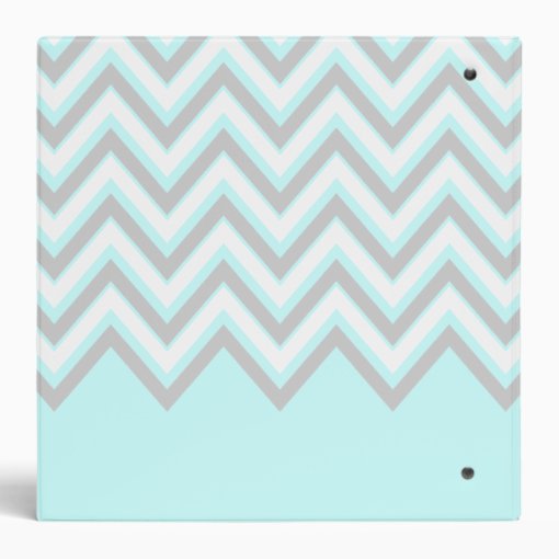 Modern chevron zigzag grey, light blue recipe binder | Zazzle