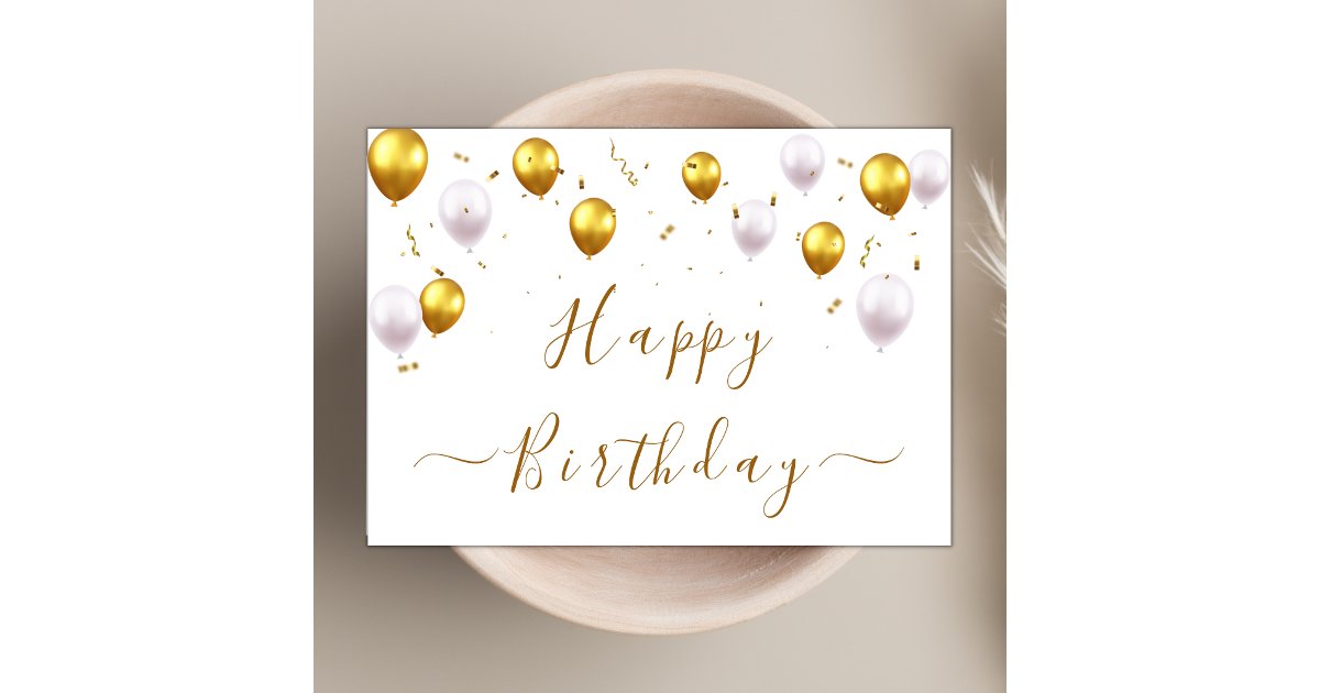 Modern Chic Balloons Elegant Happy Birthday Script Card | Zazzle