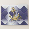 modern chic beach blue and white nautical anchor file folder | Zazzle
