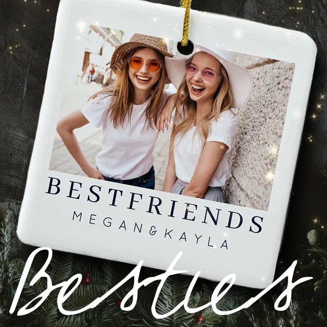Modern Chic Best Friends BFF Photo Ceramic Ornament | Zazzle