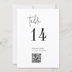 Modern Chic Black and White QR Code Table Number | Zazzle