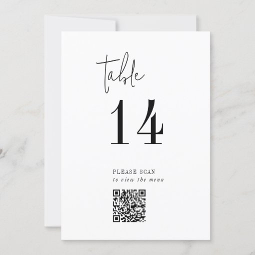 Modern Chic Black and White QR Code Table Number | Zazzle