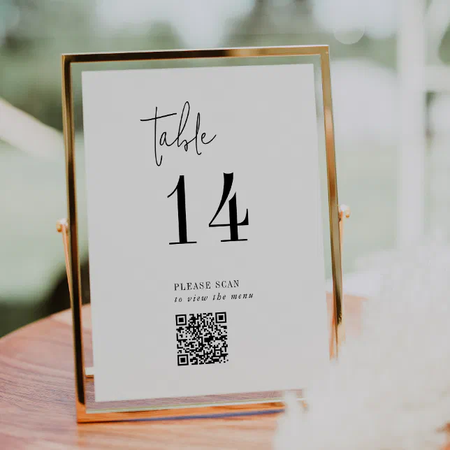 Modern Chic Black and White QR Code Table Number | Zazzle