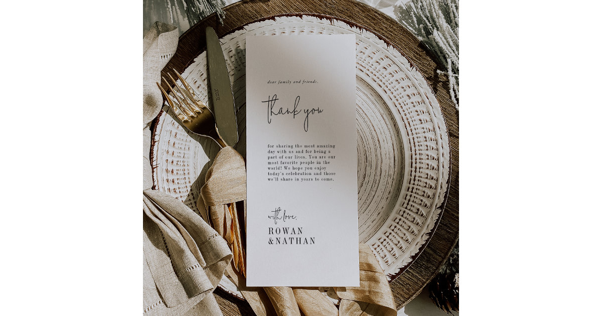 Modern Chic Black and White Thank You Table Cards | Zazzle