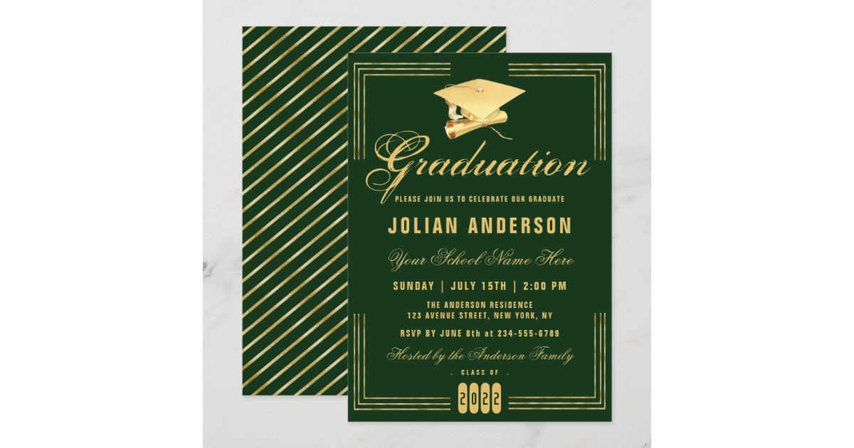 Modern & Chic Black Gold Graduation Class of 2022 Invitation | Zazzle