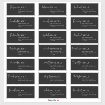 Modern Chic | Black Recipient Guest Address Labels | Zazzle