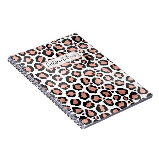 Modern Chic Black Rose Gold Foil Leopard Print Notebook | Zazzle
