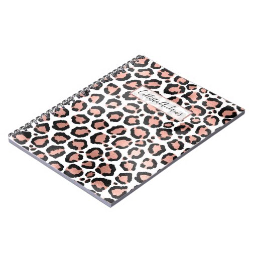 Modern Chic Black Rose Gold Foil Leopard Print Notebook | Zazzle