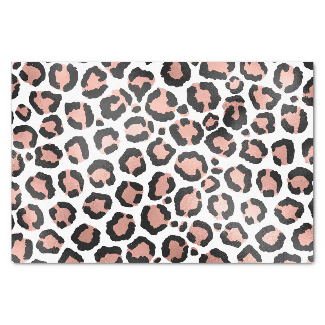 Modern Chic Black Rose Gold Foil Leopard Print Tissue Paper | Zazzle
