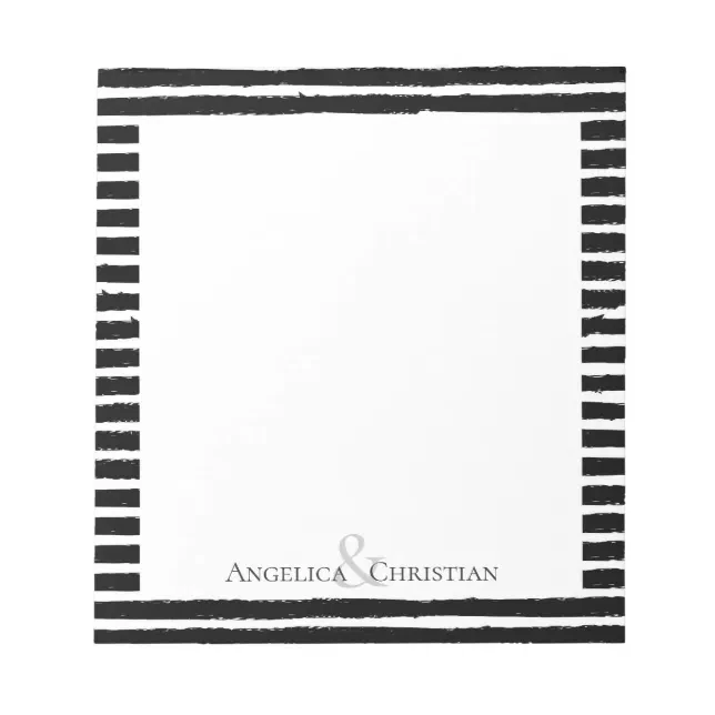 Modern Chic Black Stripes Couples Stationery Notepad | Zazzle