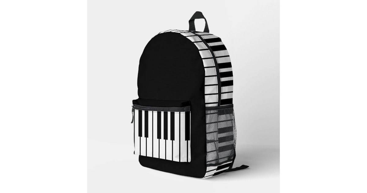 Modern Chic Black & White Piano Keyboard Printed Backpack | Zazzle