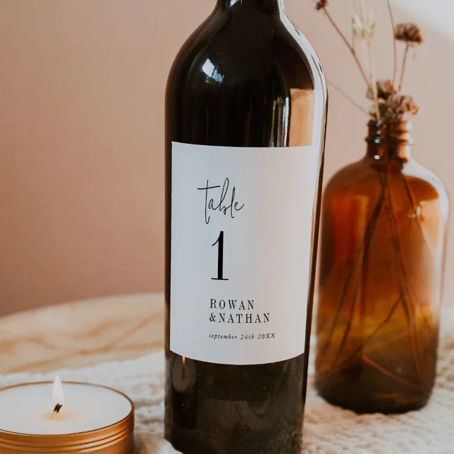 Modern Chic Black White Table Number Wine Labels | Zazzle