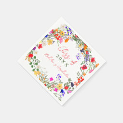 Modern chic boho wildflowers graduation napkins | Zazzle