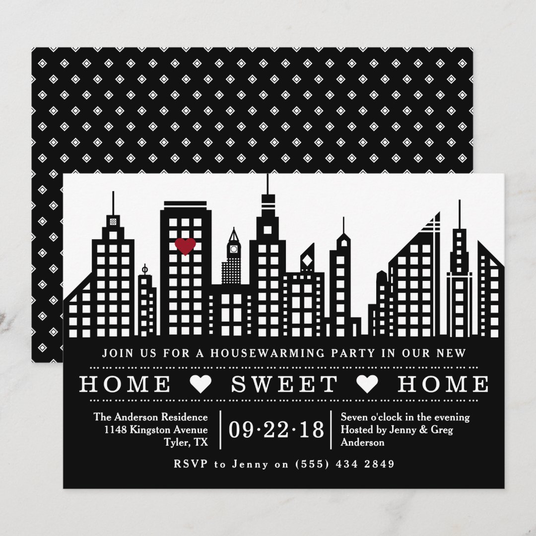 Modern Chic Cityscape New Home Housewarming Party Invitation | Zazzle