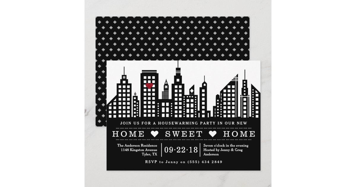 Modern Chic Cityscape New Home Housewarming Party Invitation | Zazzle