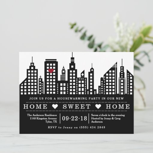 Modern Chic Cityscape New Home Housewarming Party Invitation | Zazzle