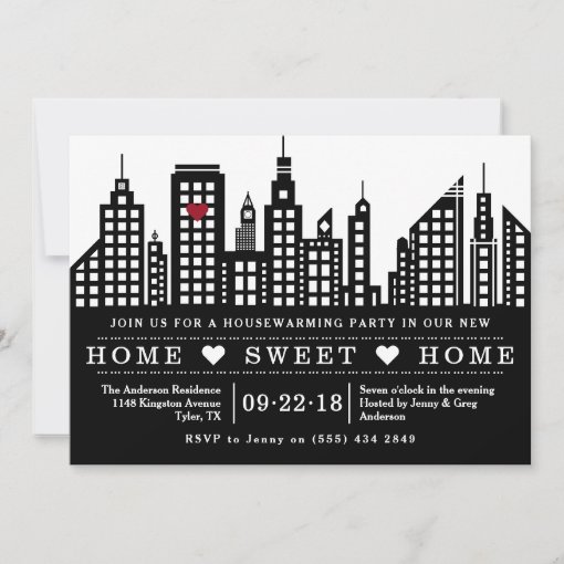 Modern Chic Cityscape New Home Housewarming Party Invitation | Zazzle