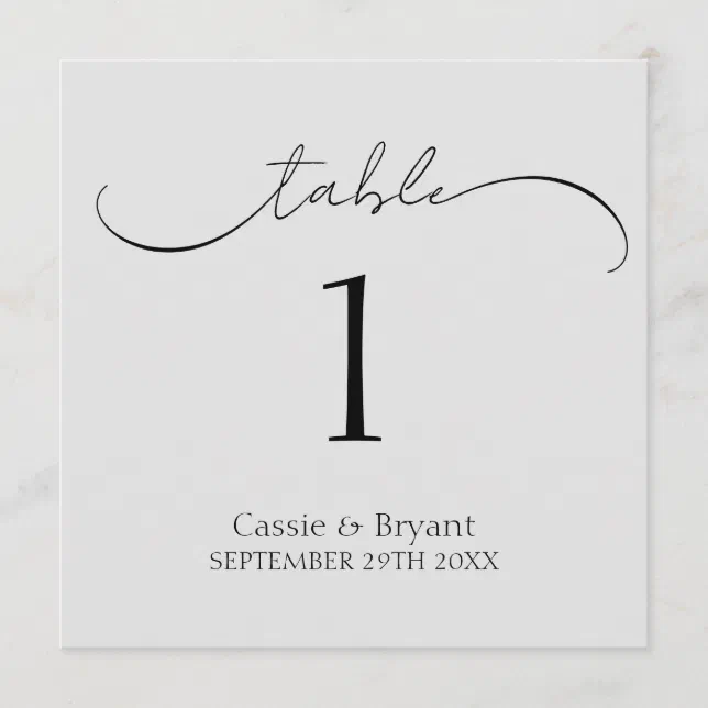Modern Chic Classic Grey Wedding Table Number | Zazzle