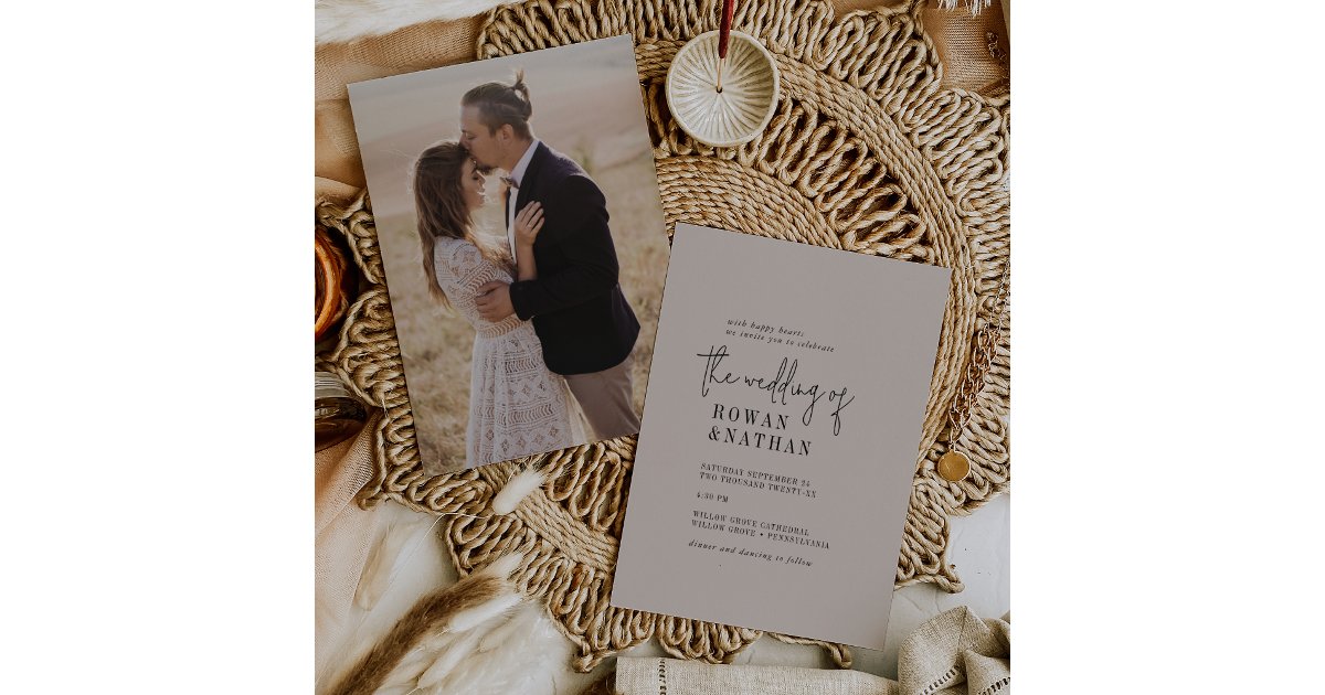 Modern Chic COLOR EDITABLE Photo Back Wedding Invitation | Zazzle
