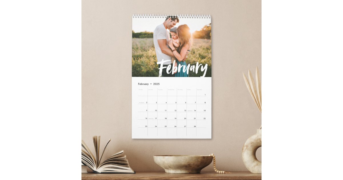 Modern Chic CUSTOMIZABLE COLOR Script Photo Calendar | Zazzle