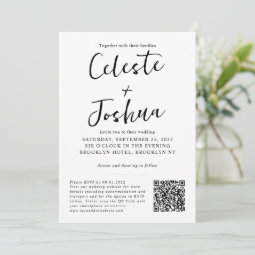 Modern Chic Elegant 4 Photo QR Code Wedding Invitation | Zazzle